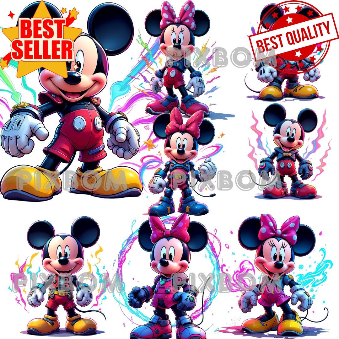 Robot Mickey and Minnie PNG Bundle | Chibi Clipart (digital File) - Etsy