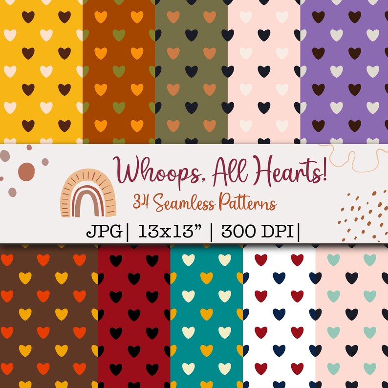 Seamless Patterns Bundle | Printable Digital Papers | Romantic Hearts ...