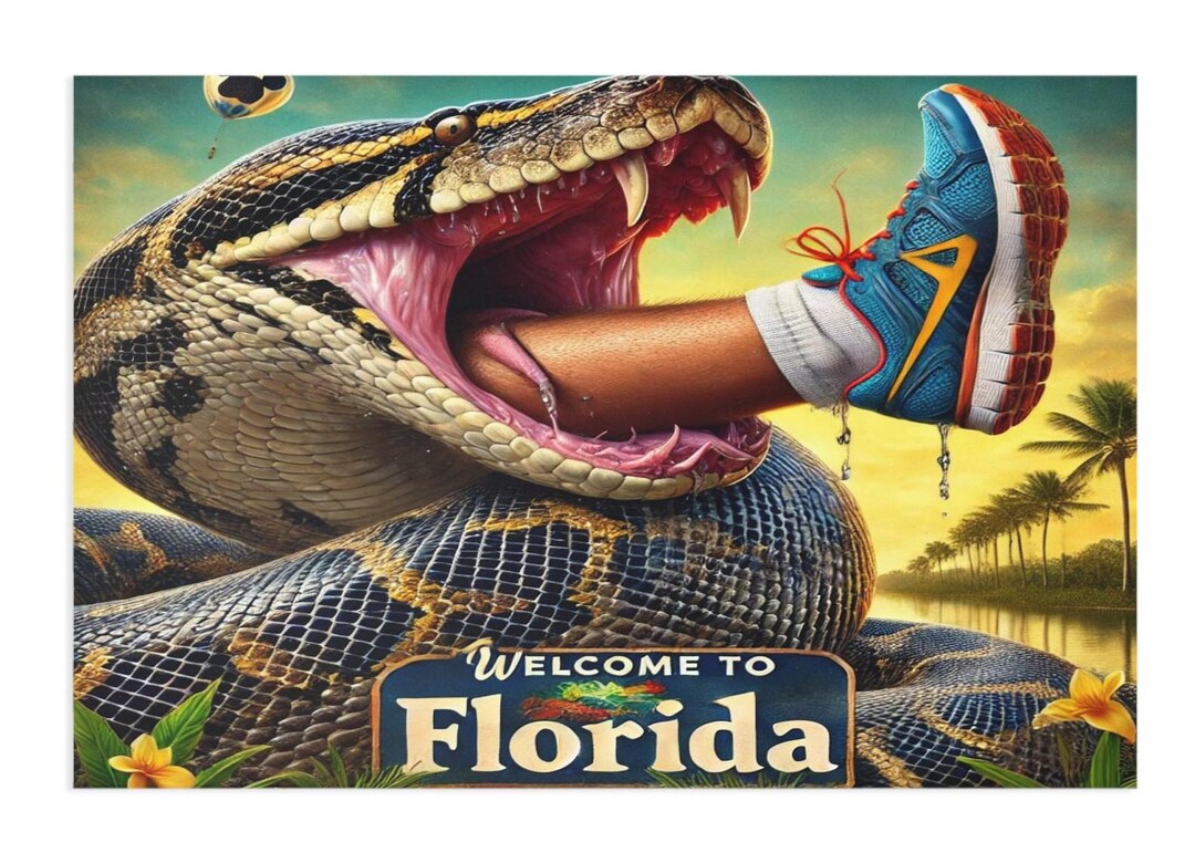 Postcards, Funny Welcome to Florida Snake Python Quirky Design - Set of 5, Stationery, Greeting ...