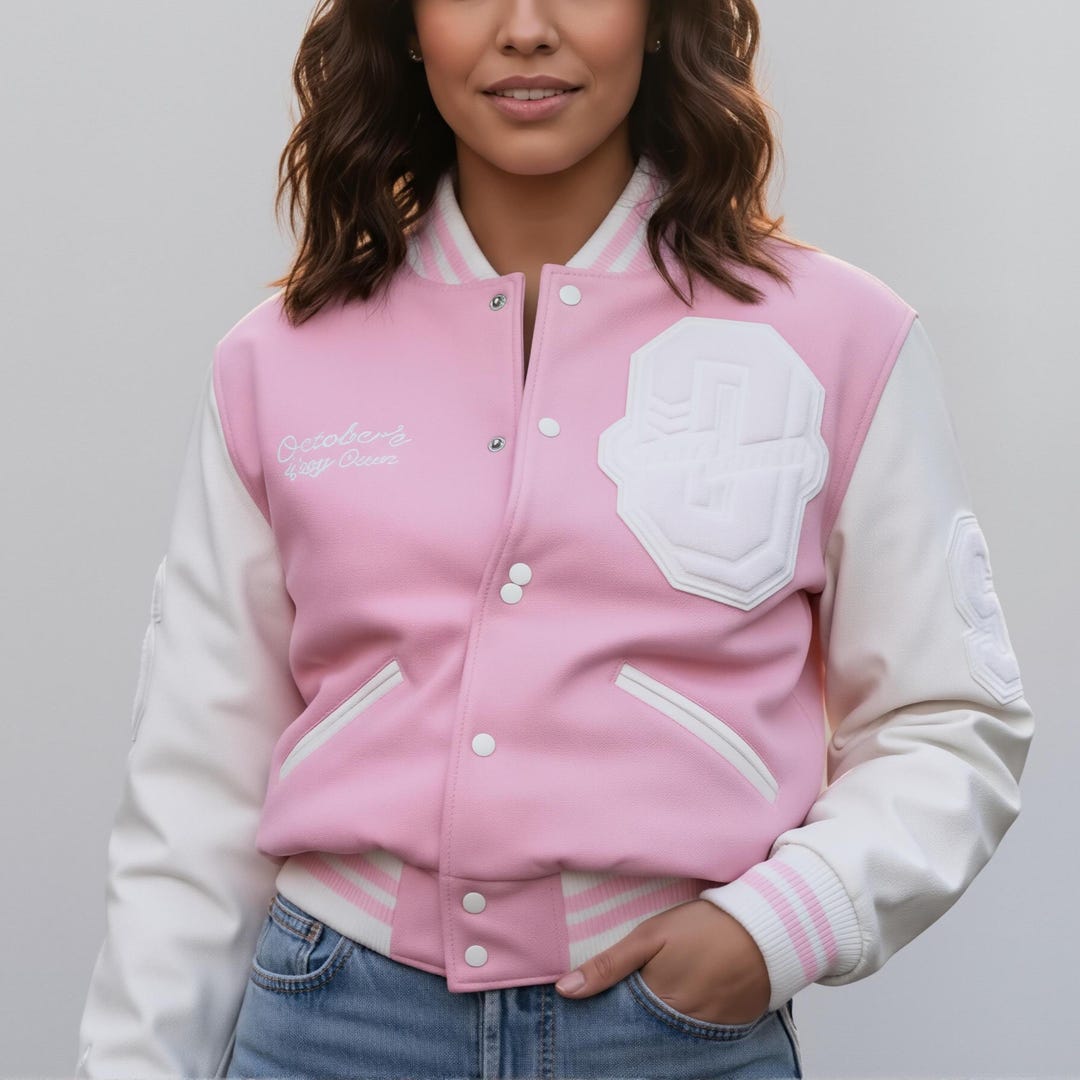 OVO Valentine's Varsity Jacket – Pink Wool & Leather Bomber Coat - Etsy