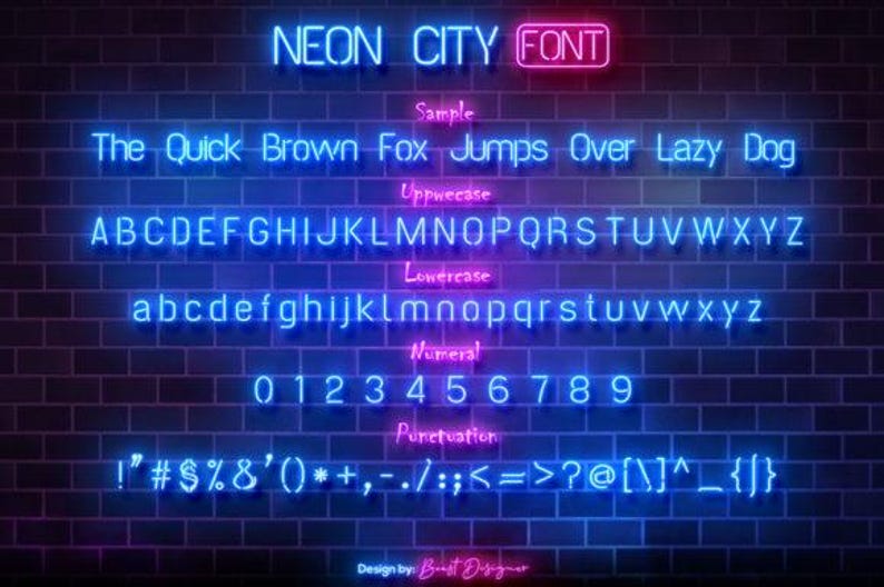 Neon City Fontneon Font, Canva Font, Cricut Font, Procreate Font ...