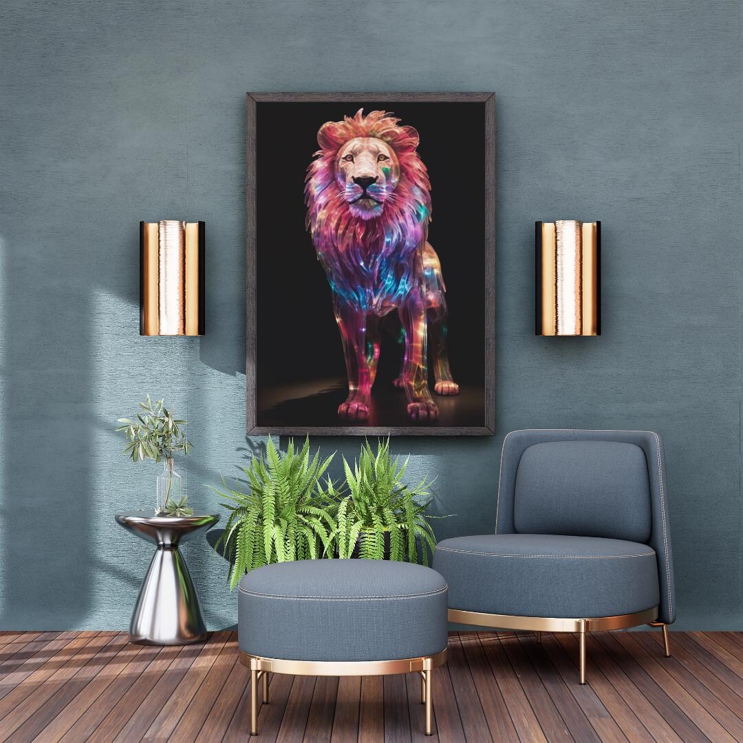 Lion Abstract Print |lion Poster |colorful Lion Wall Art| Lion Digital ...