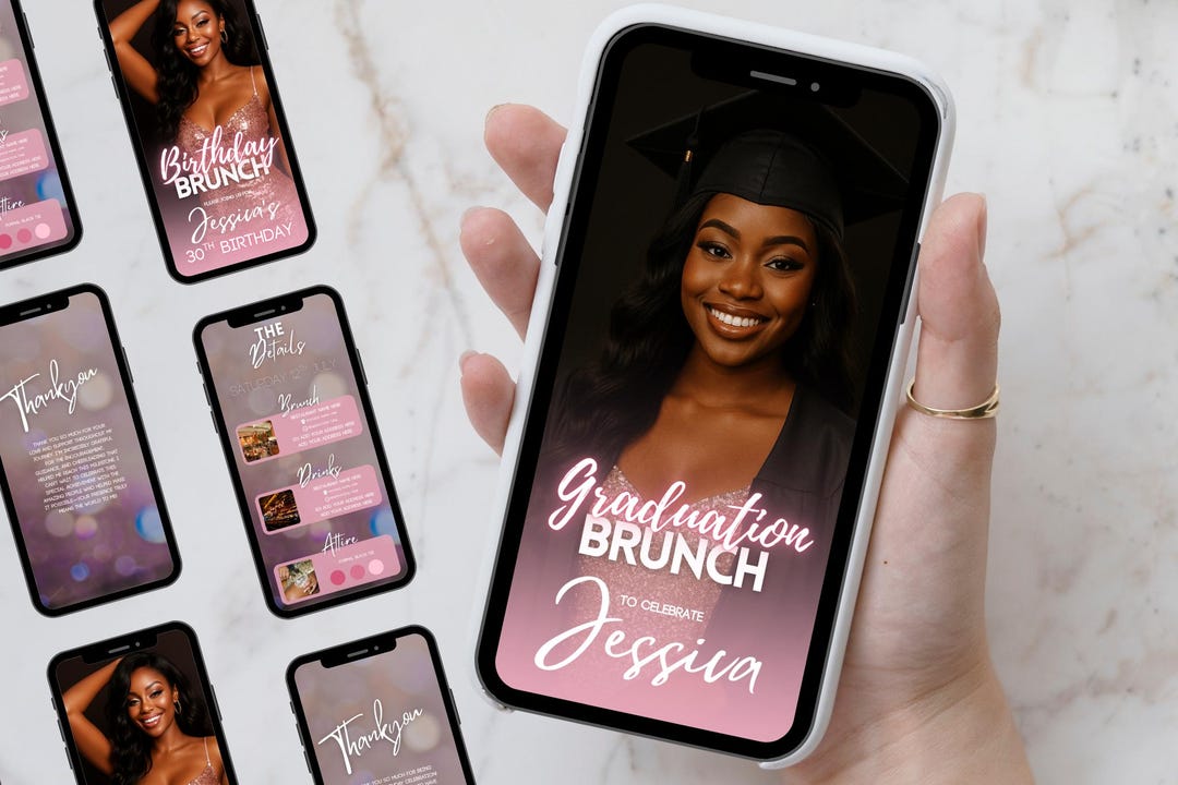 Digital Graduation Brunch Invitation Template Photo Grad Party Invite ...