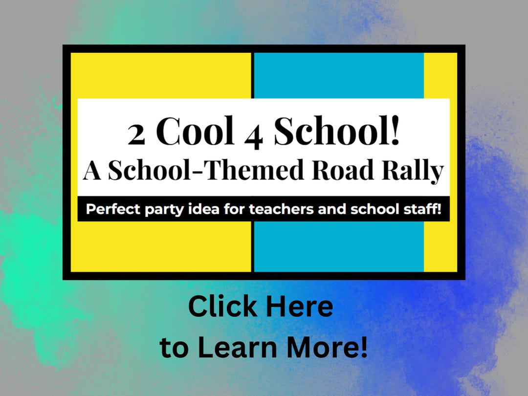 School Themed Road Rally Party Game for Any City: Perfect for Teacher ...