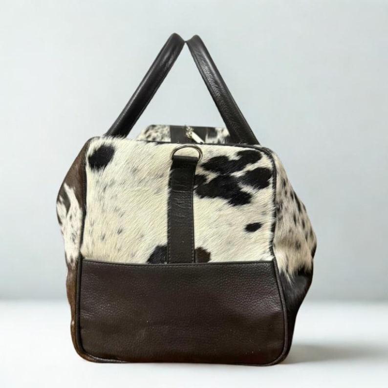 Handmade Hair-on Cowhide Duffle Bag: Leather Weekender Travel Bag - Etsy