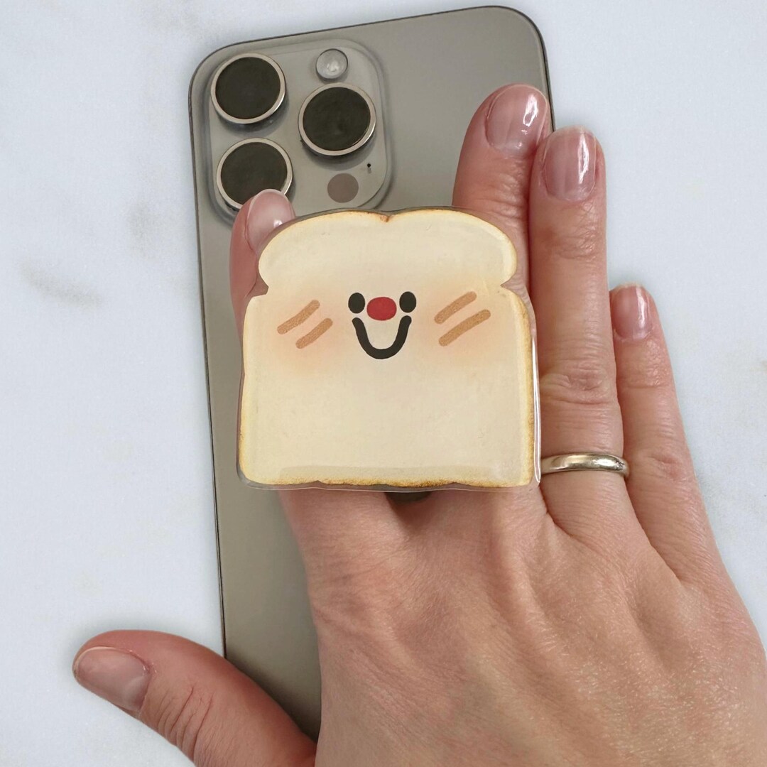 Kawaii Toast Phone Grip – Cute Acrylic Popsocket, Adorable Bread Phone ...