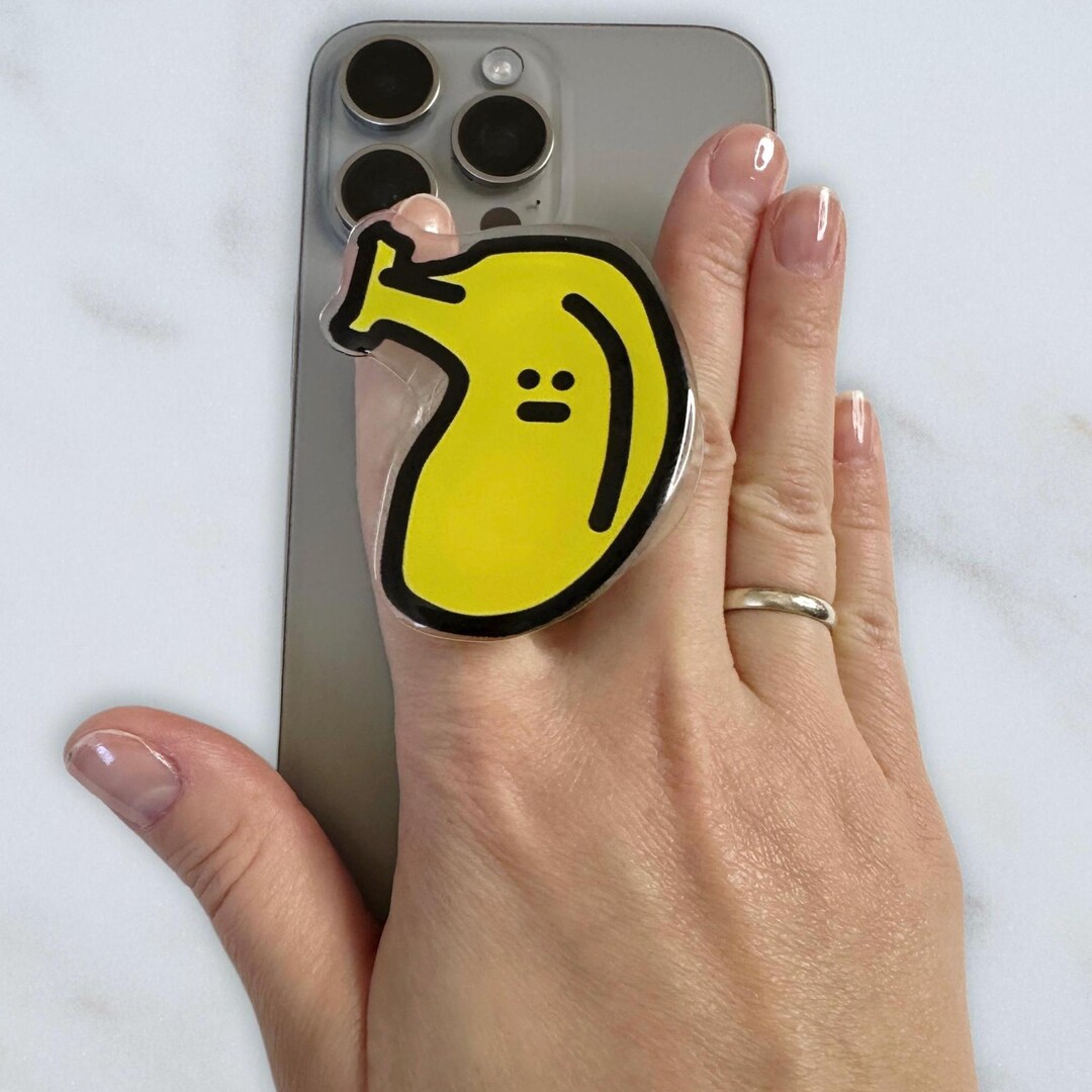 Kawaii Banana Phone Grip – Cute Acrylic Popsocket, Funny Fruit Phone ...