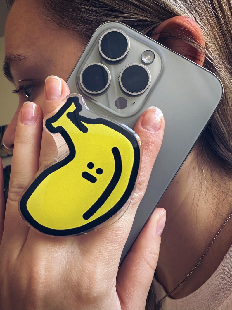 Kawaii Banana Phone Grip – Cute Acrylic Popsocket, Funny Fruit Phone Stand, Griptok for iPhone ...
