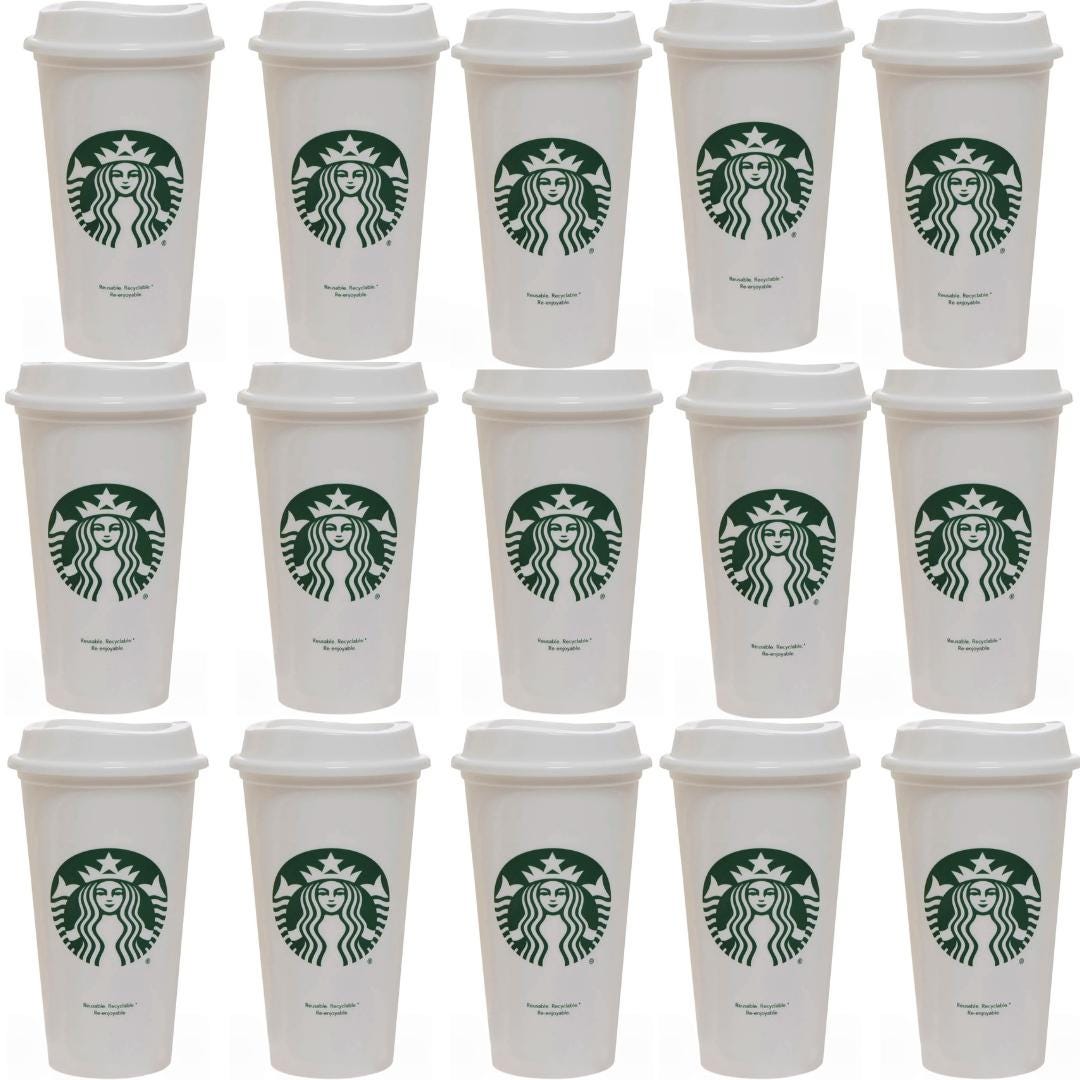 Starbucks - 16oz White Reusable Plastic Travel Cup - 15 Count - Etsy