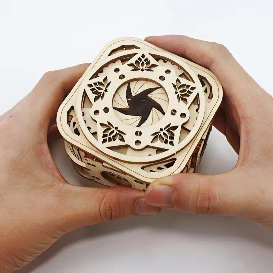 1 Vintage-style Wooden Music Box Puzzle Toy - 3D Hand-crafted ...