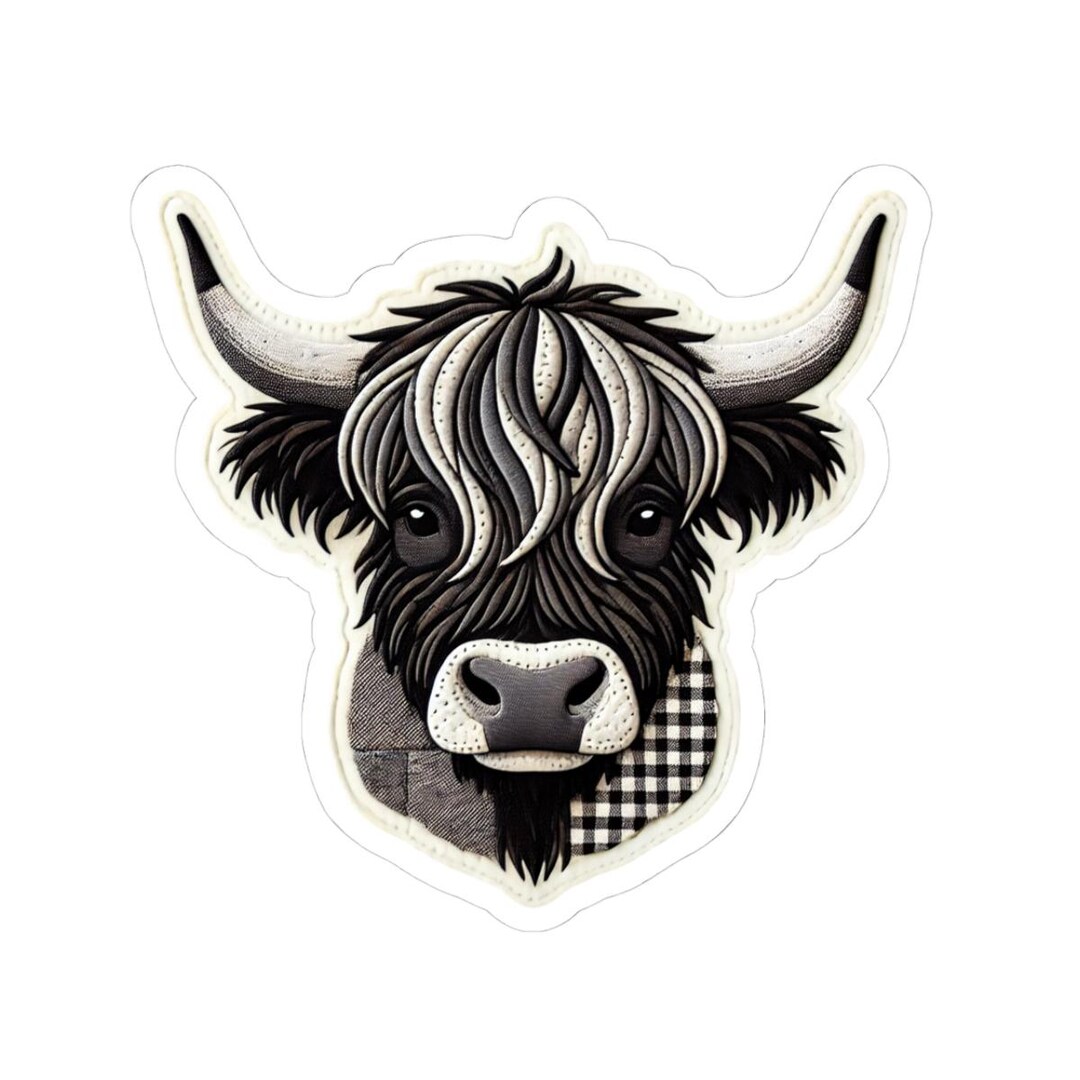 Highland Cow Patchwork Art Rustic Farmhouse Aesthetic - Etsy