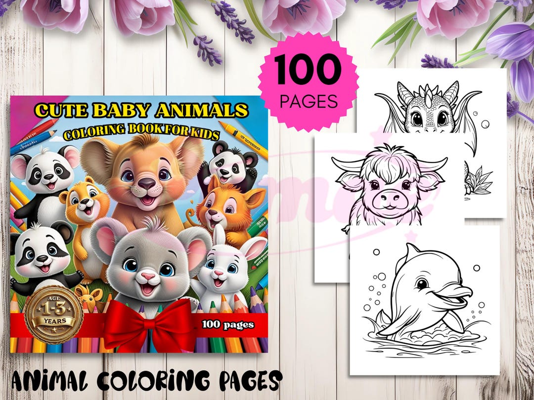 100 Cute Baby Animal Coloring Book | Kawaii Animal Coloring Pages for ...