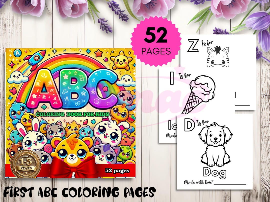 ABC Coloring Book for Kids, Printable Alphabet Coloring Pages, Toddler ...