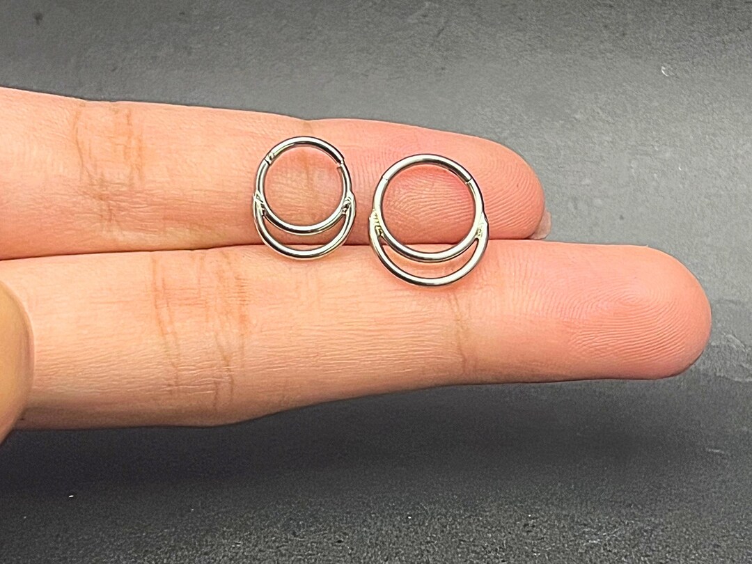 Double Septum Ring: Titanium Gold Crescent Moon Hoop - Etsy