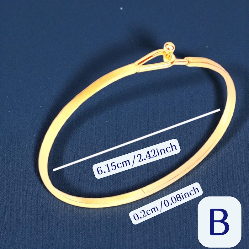 18K Gold Plated Handmade Minimalist Oval Bangle | Engravable Hook ...