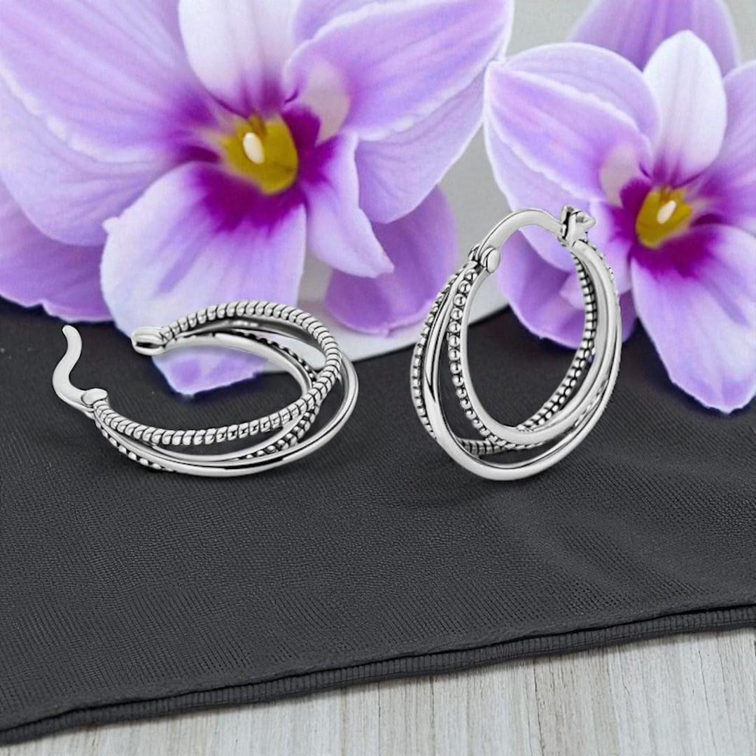 Sterling Silver Twist With Three-layer Circles | Lightweight Everyday ...