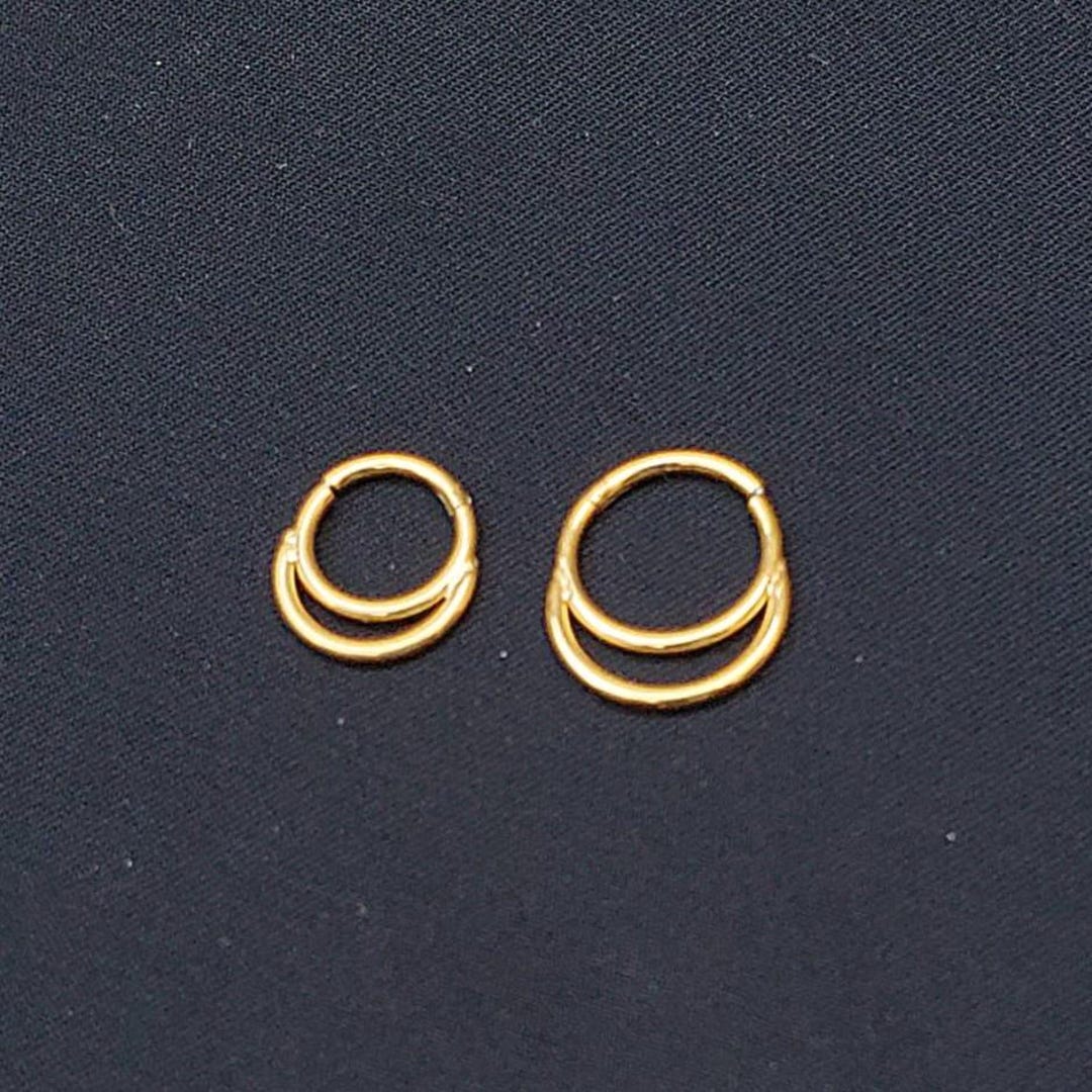 Double Septum Ring - 16G Implant Grade Titanium Double Hoop | Crescent ...