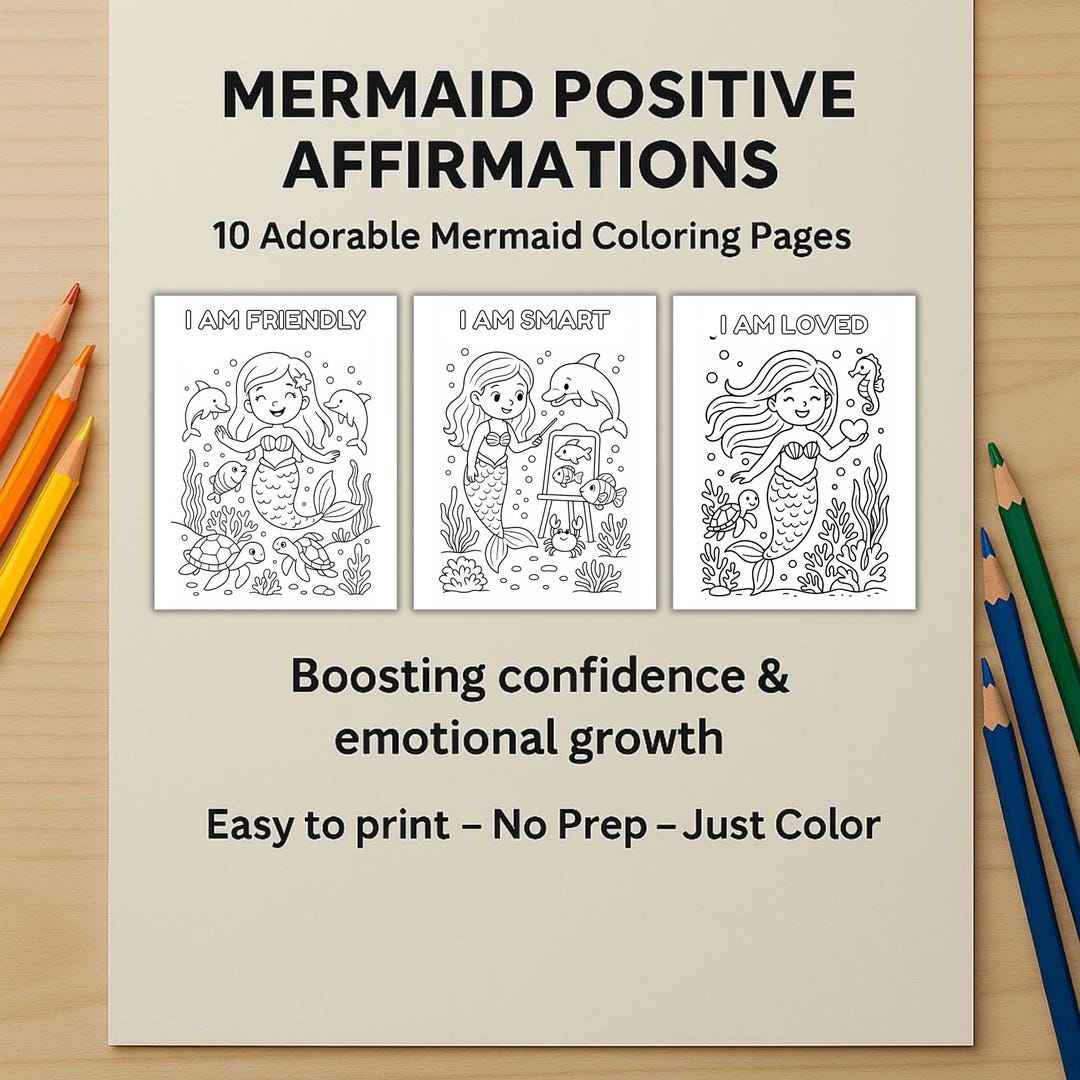 10 Positive Affirmation for Girls • Confidence Coloring Sheets ...