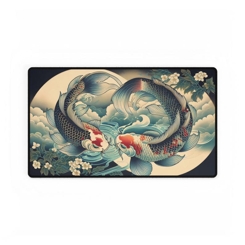 Desk Mats - Koi Fish Art Print Design, Large Desk Pad, Office Desk ...