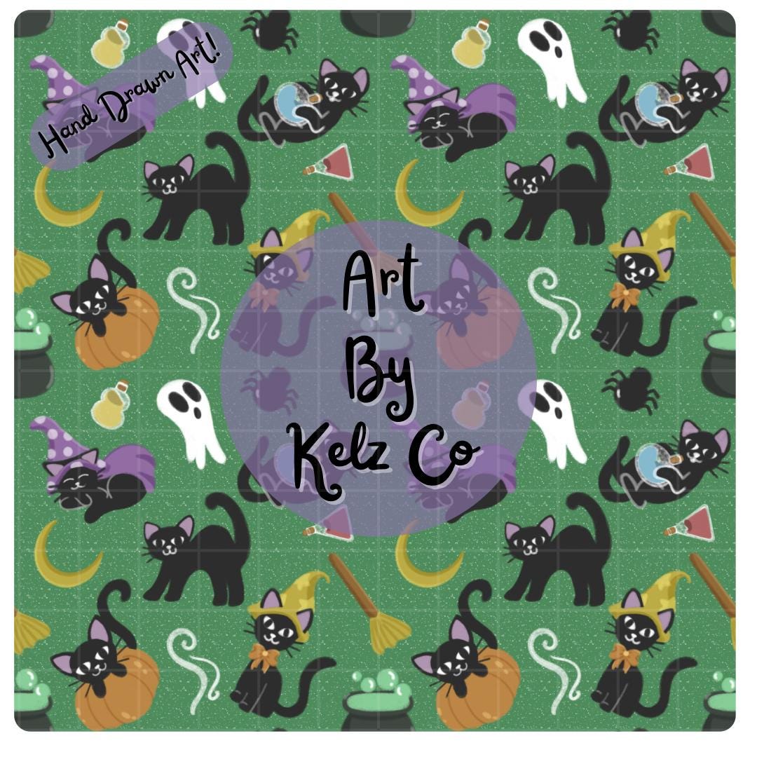 Retro Halloween Decor Seamless Pattern,witchy Black Cat Fabric Print ...