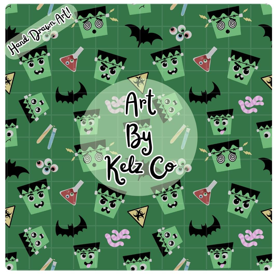 Cartoon Frankenstein Seamless Pattern| Halloween Digital Paper| PNG ...