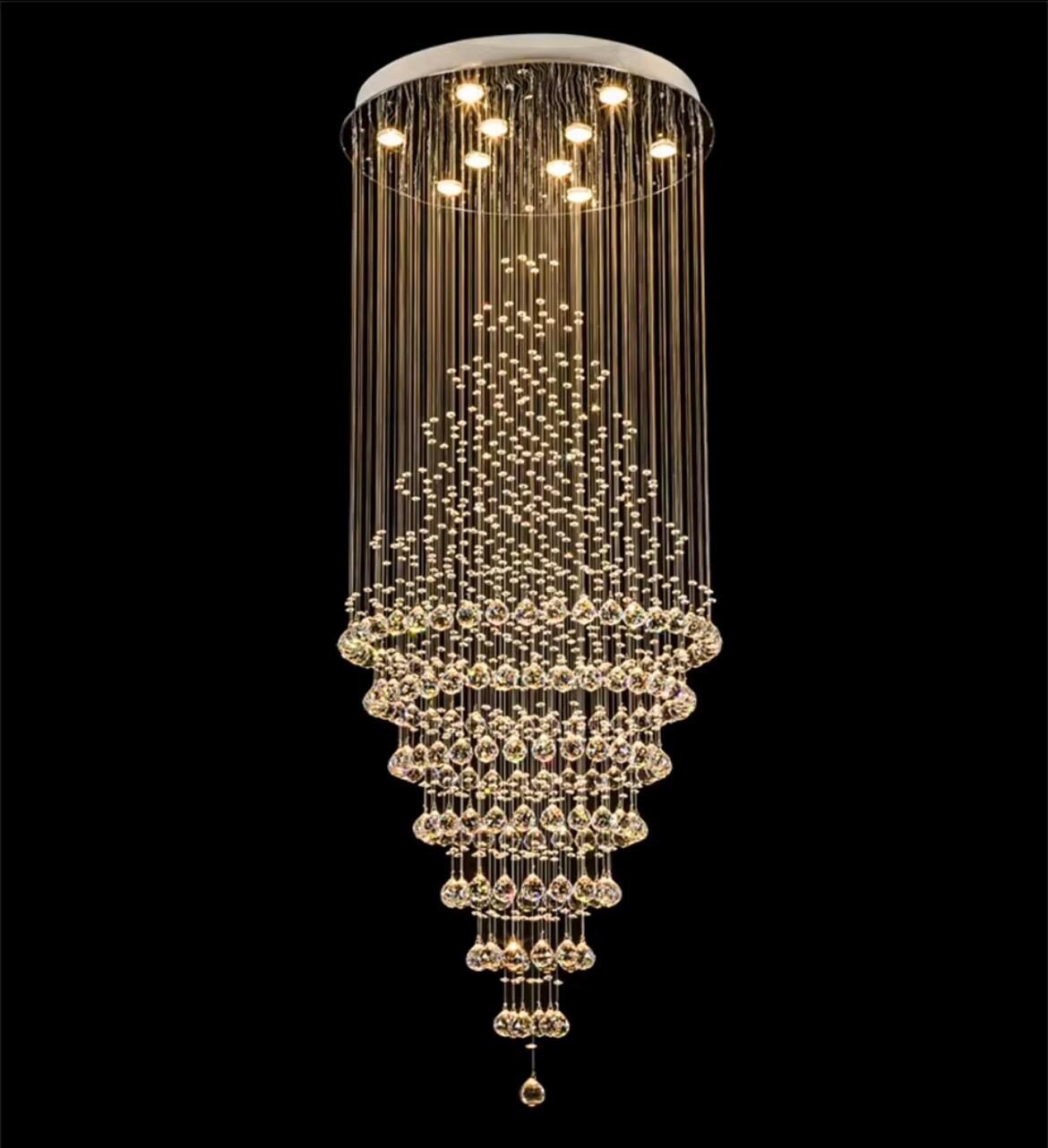 Luxurious Crystal Cascade Chandelier - Modern Design, Dazzling LED ...