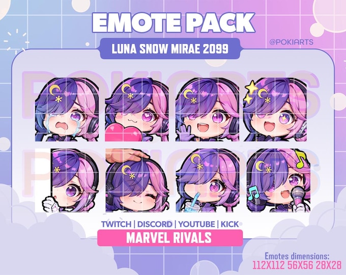 Luna Snow Mirae 2099 Marvel Rivals | Static Emotes Pack for Twitch ...