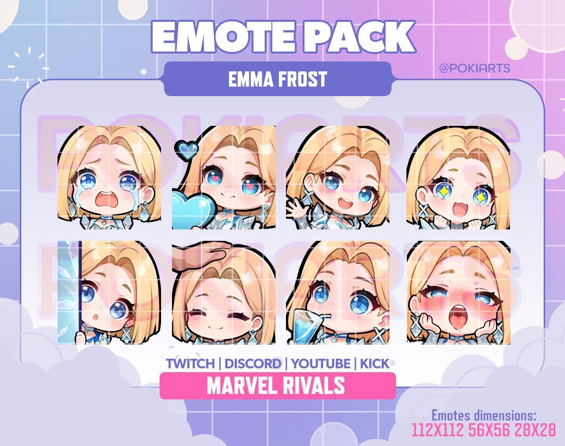 Emma Frost Marvel Rivals | Static Emotes Pack for Twitch, Discord ...