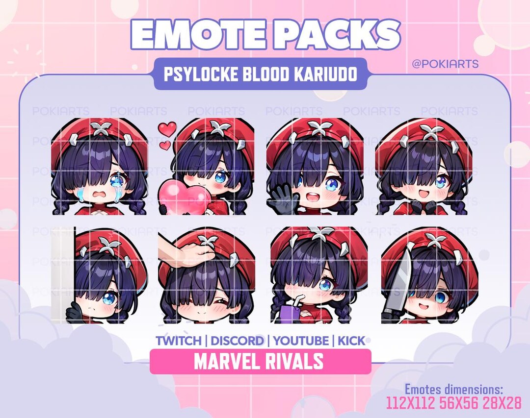 Psylocke Blood Kariudo Marvel Rivals | Static Emotes Pack for Twitch ...