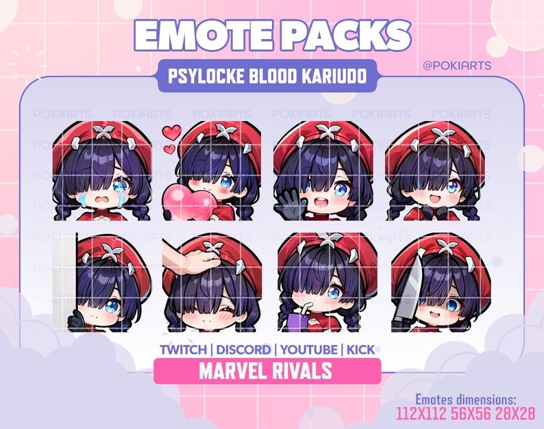 Psylocke Blood Kariudo Marvel Rivals | Static Emotes Pack for Twitch ...