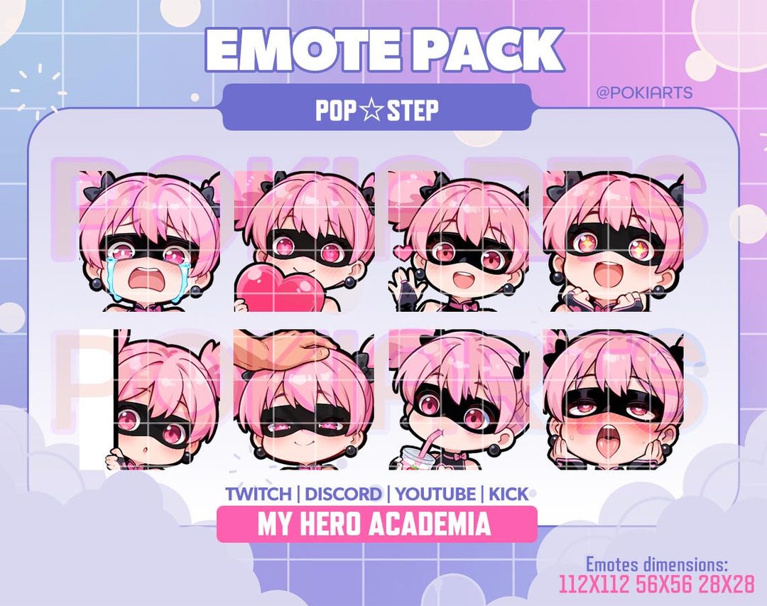 Pop Step My Hero Academia | Static Emotes Pack for Twitch, Discord ...