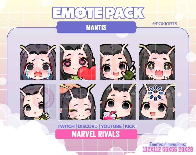 Mantis Marvel Rivals | Static Emotes Pack for Twitch, Discord, Youtube ...