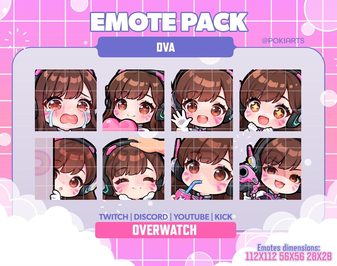 DVA Overwatch | Static Emotes Pack for Twitch, Discord, Youtube & Kick ...