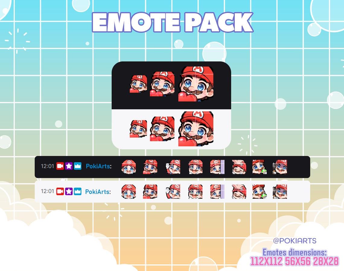 Mario Nintendo | Static Emotes Pack for Twitch, Discord, Youtube & Kick ...