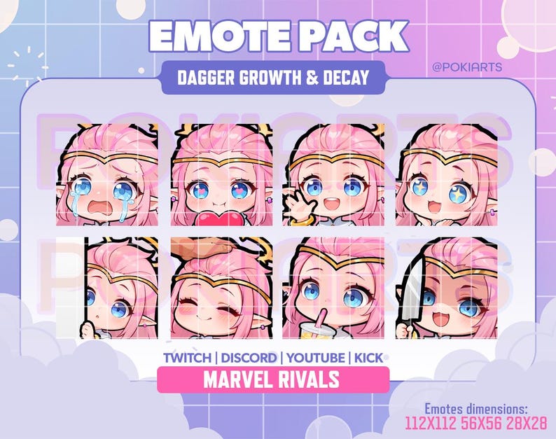 Dagger Growth and Decay Marvel Rivals | Static Emotes Pack for Twitch ...