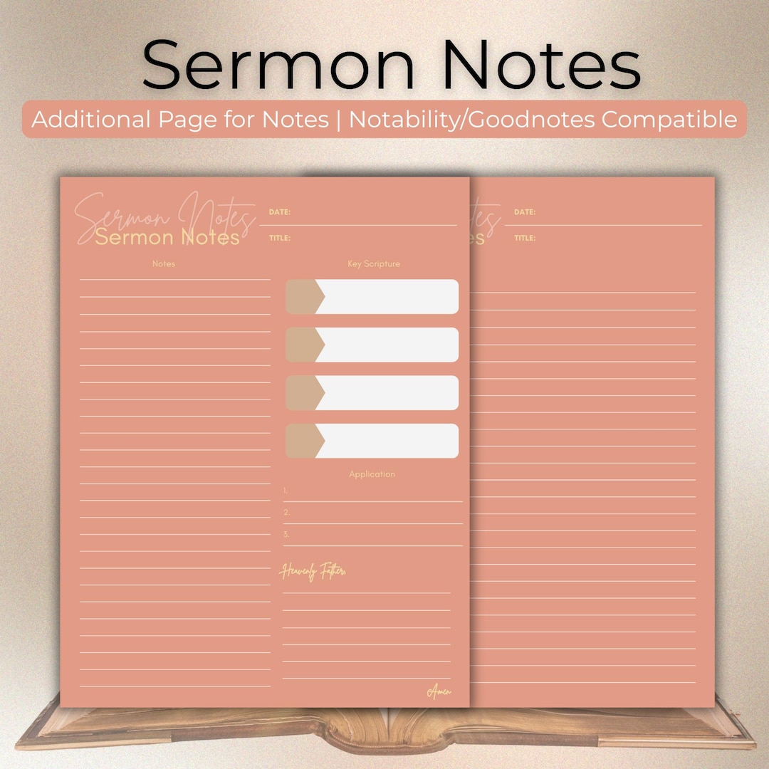 2-page Sermon Notes PDF | Printable Sermon Notes Template | Bible Study ...