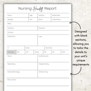 Nursing Handoff Report PDF | Printable Report Template - Etsy