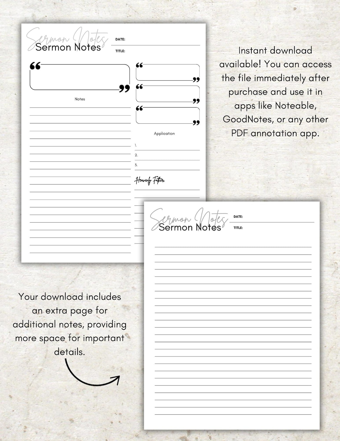 2-page Sermon Notes PDF | Printable Sermon Notes Template | Bible Study ...