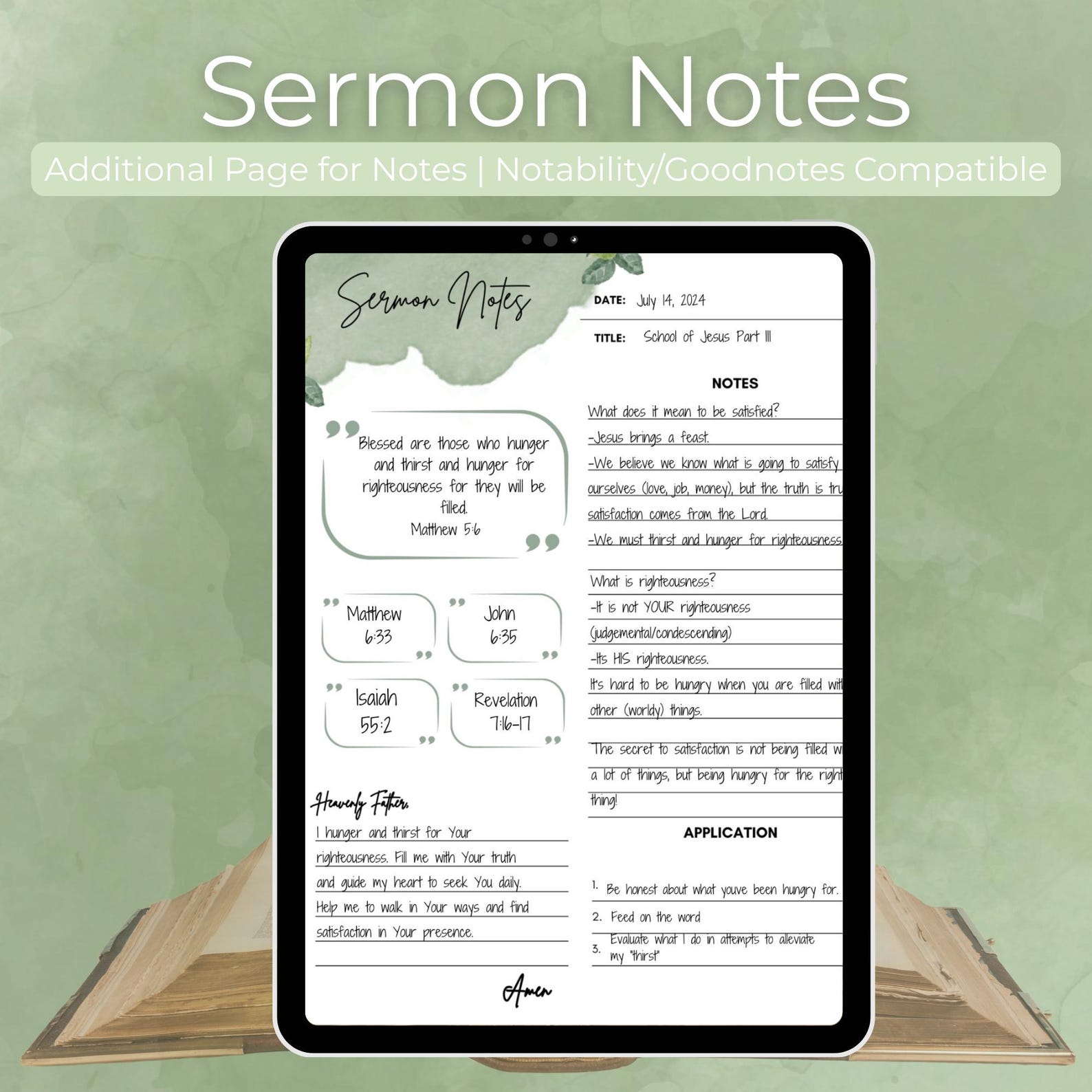 2-page Sermon Notes PDF | Printable Sermon Notes Template | Bible Study ...