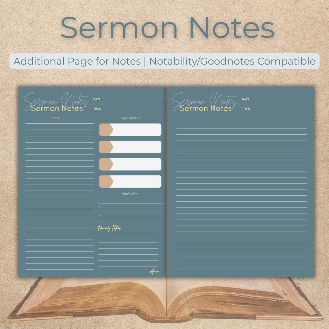 2-page Sermon Notes PDF | Printable Sermon Notes Template | Bible Study ...