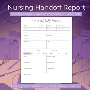 Nursing Handoff Report PDF | Printable Report Template - Etsy