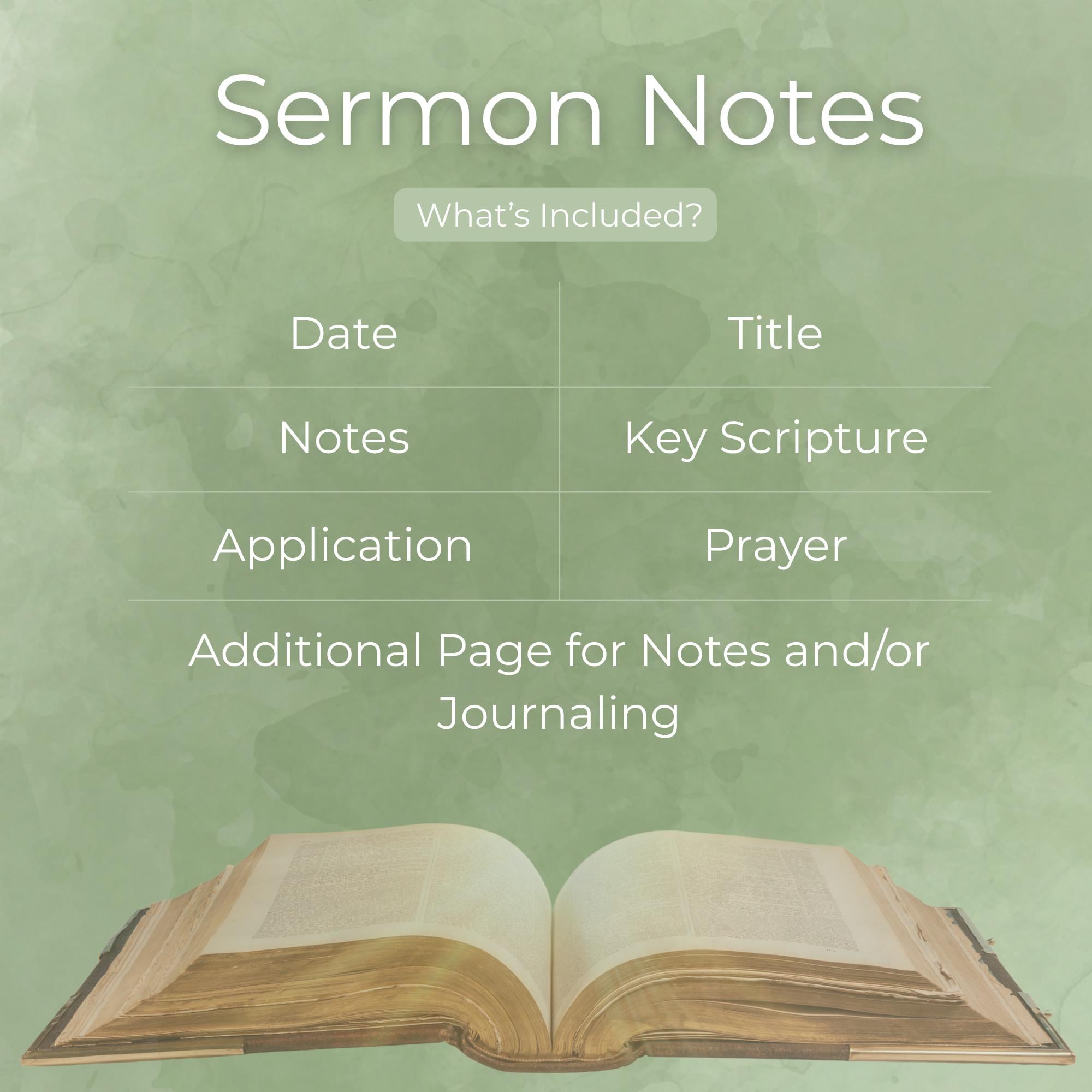 2-page Sermon Notes PDF | Printable Sermon Notes Template | Bible Study ...