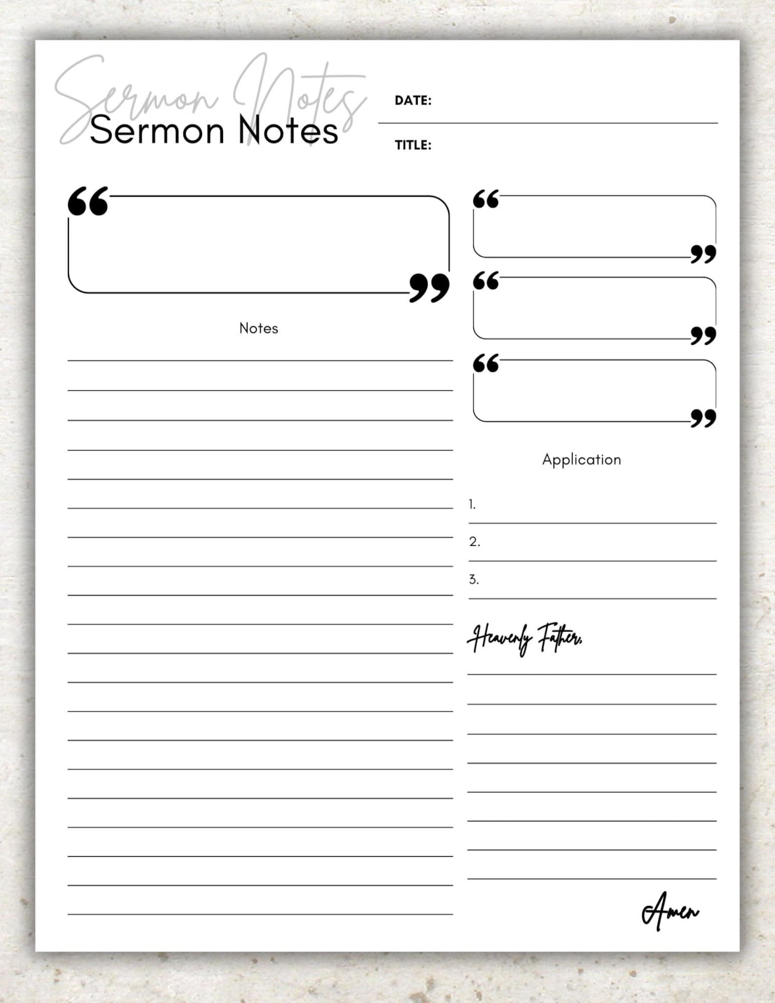 2-page Sermon Notes PDF | Printable Sermon Notes Template | Bible Study ...