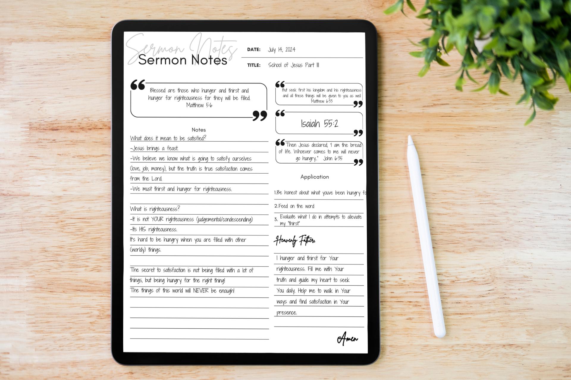 2-page Sermon Notes PDF | Printable Sermon Notes Template | Bible Study ...