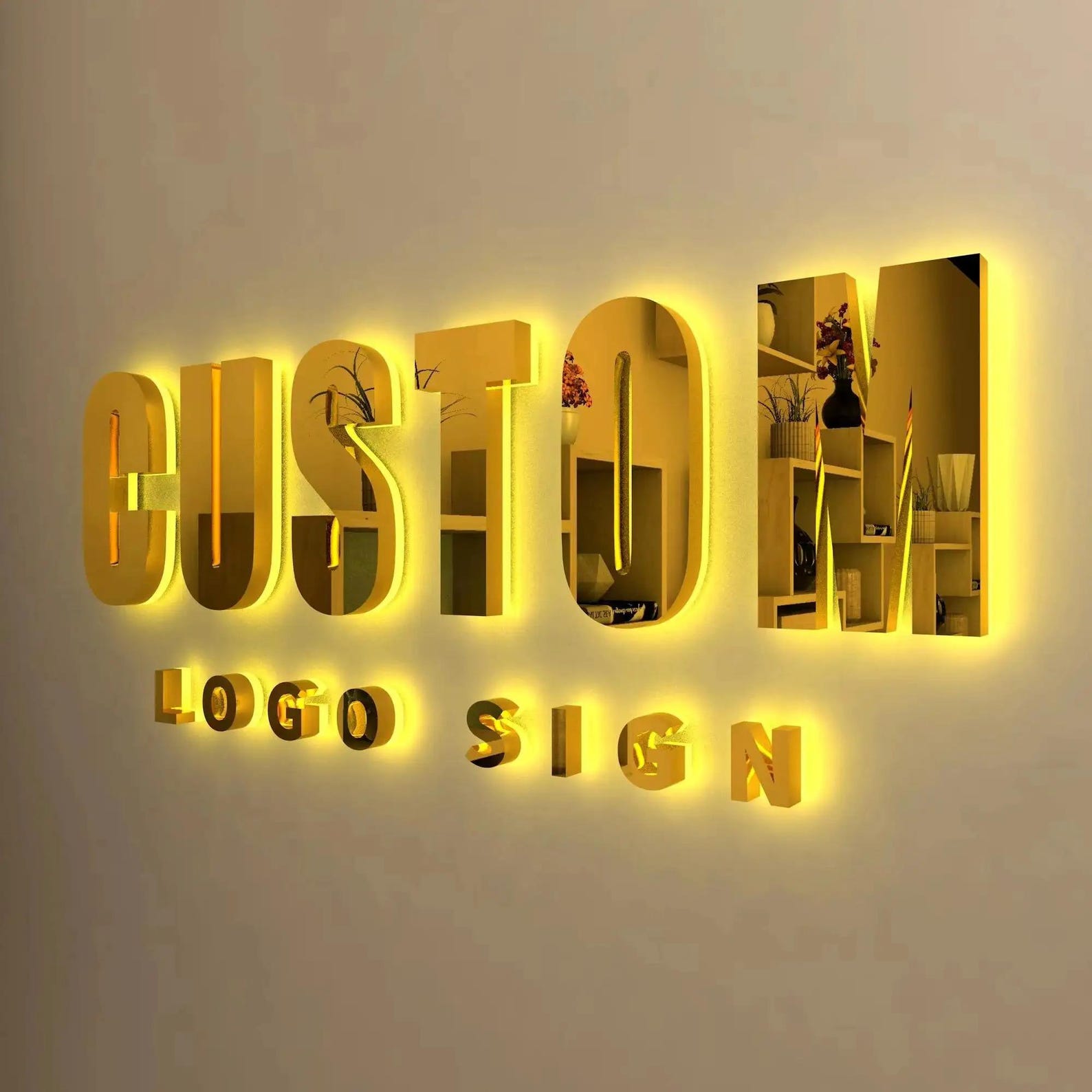 Custom 3D Metal Backlit Business Sign: LED Illuminated Logo - Etsy