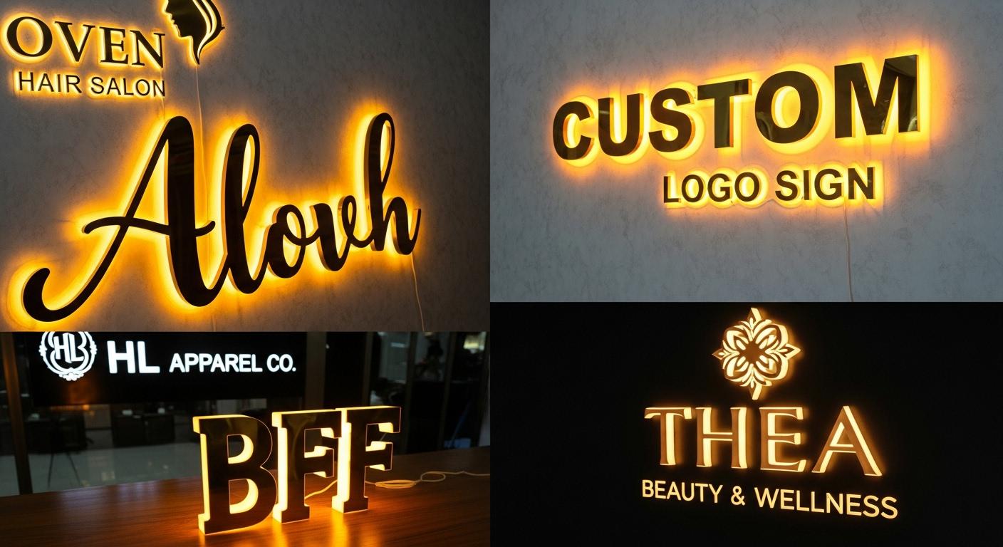 Custom 3D Metal Backlit Business Sign: LED Illuminated Logo - Etsy