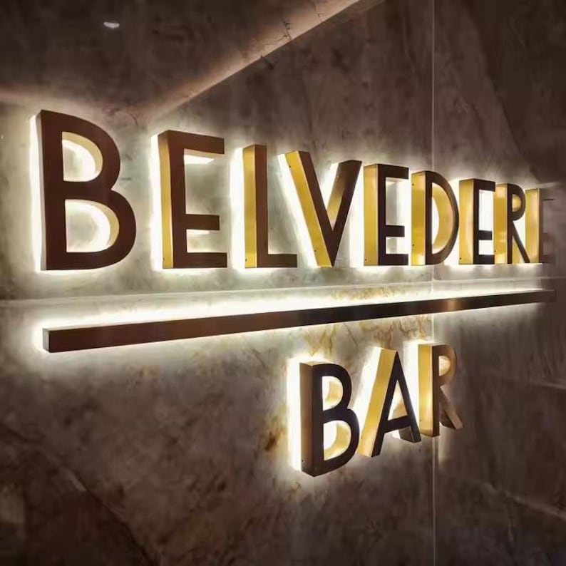 Custom LED Backlit 3D Logo Sign: Stainless Steel Business Signboard - Etsy