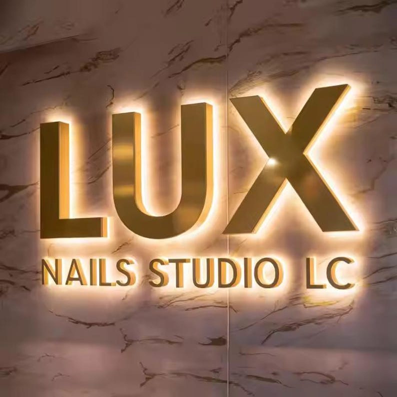 Custom Metal Logo Sign: 3D Backlit Stainless Steel Business Sign - Etsy