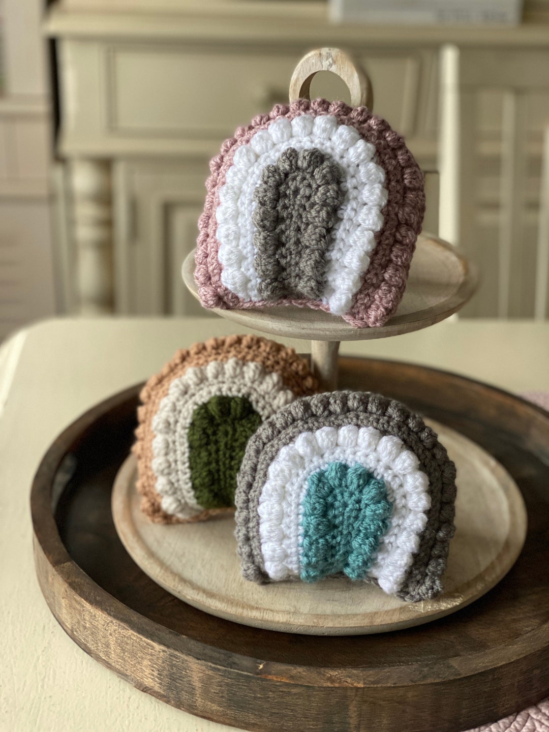 Boho Rainbow Baby Rattle Crochet Handmade Rattle Acrylic - Etsy