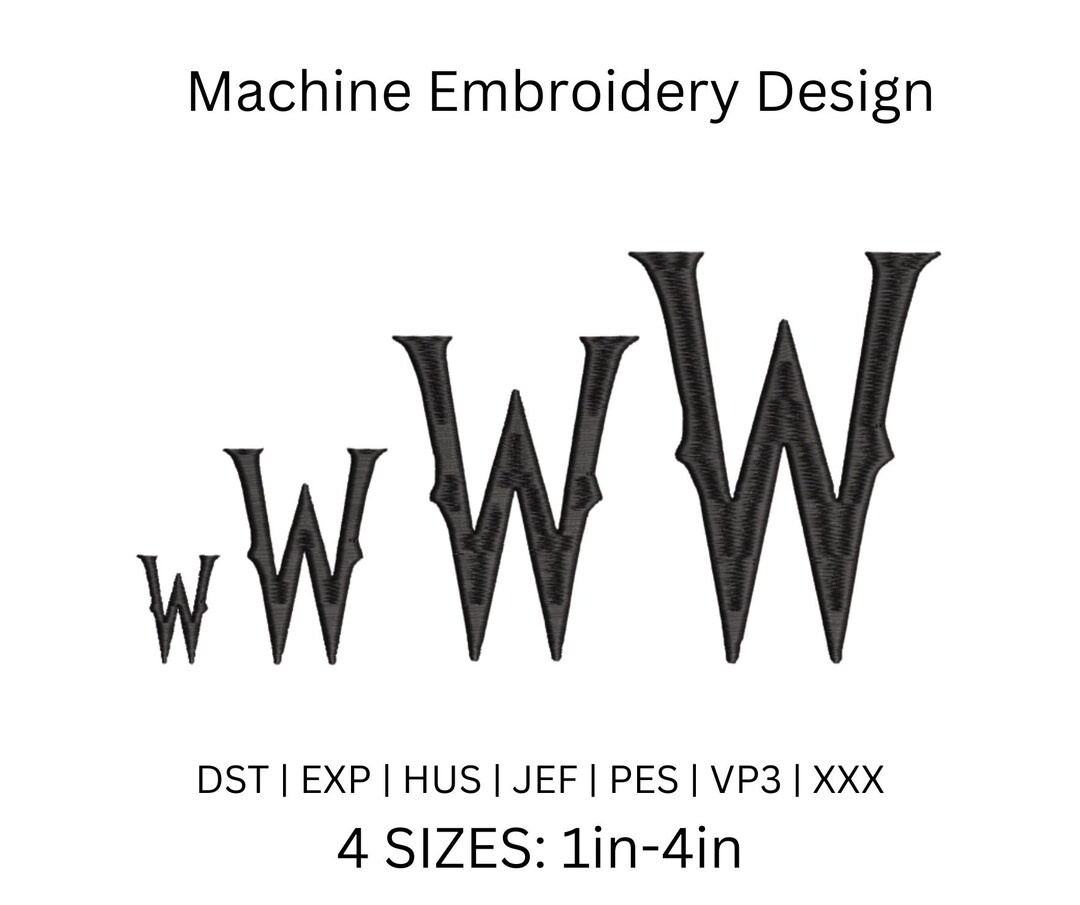 W Letter Machine Embroidery Design, Multiple Sizes, Digital Download - Etsy